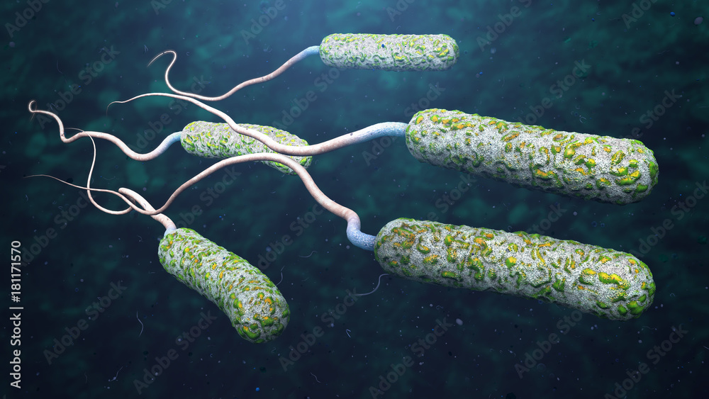 3d illustration of cholera pathogens in dark polluted water Stock ...