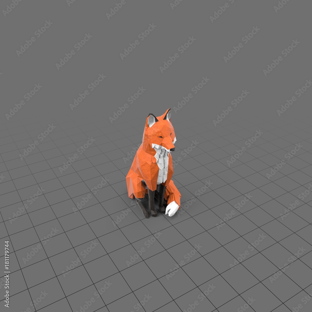 Stylized fox sitting Stock 3D asset | Adobe Stock