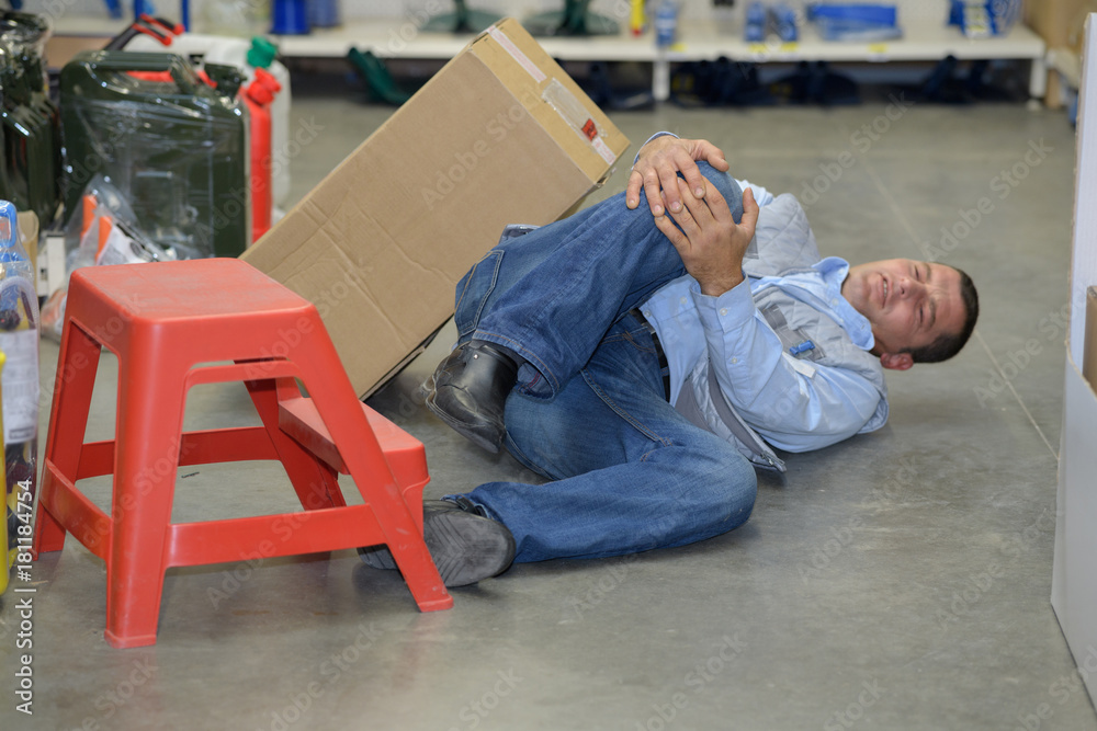 dangerous accident in warehouse during work Stock Photo | Adobe Stock