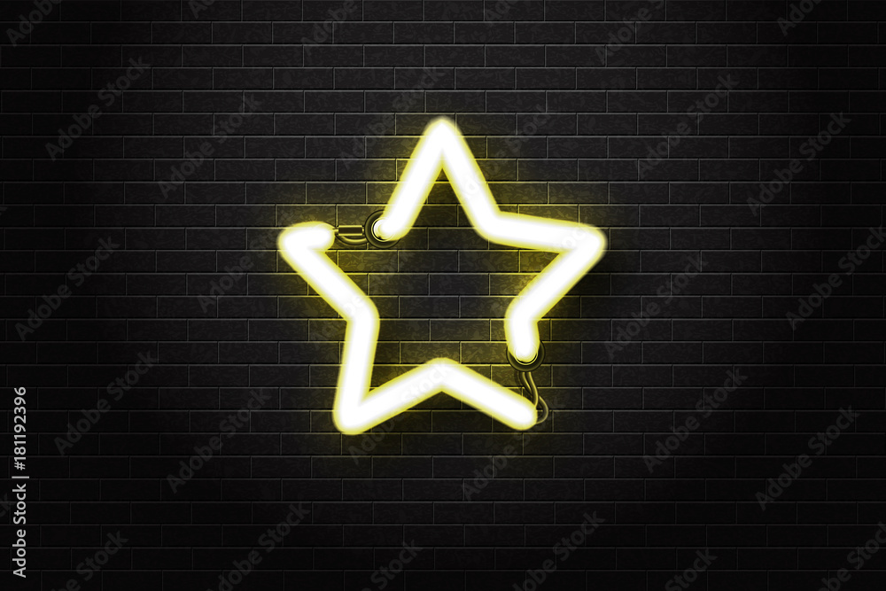 Vector realistic isolated neon sign of star for decoration and covering ...