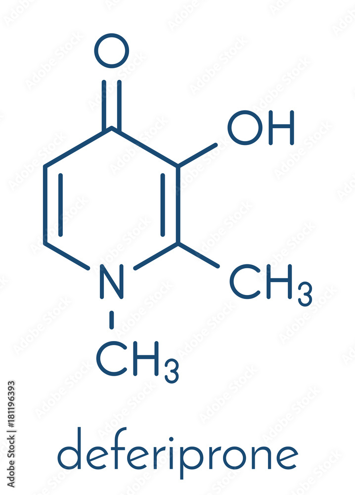 Deferiprone thalassaemia major drug molecule. Iron chelating agent ...