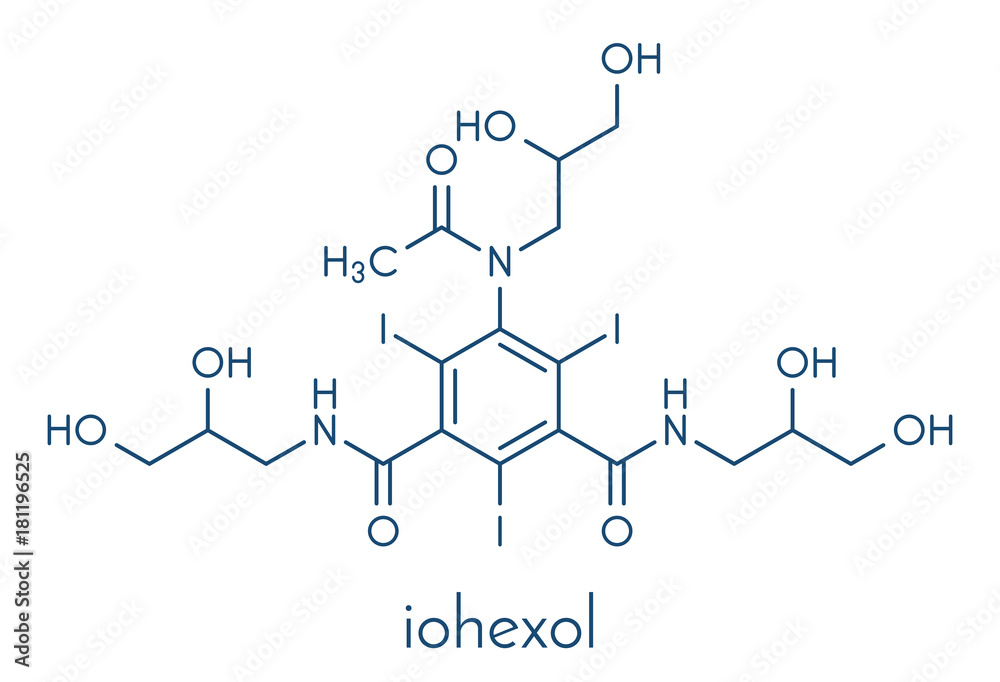 Iohexol contrast agent molecule. Used in coronary angiography ...