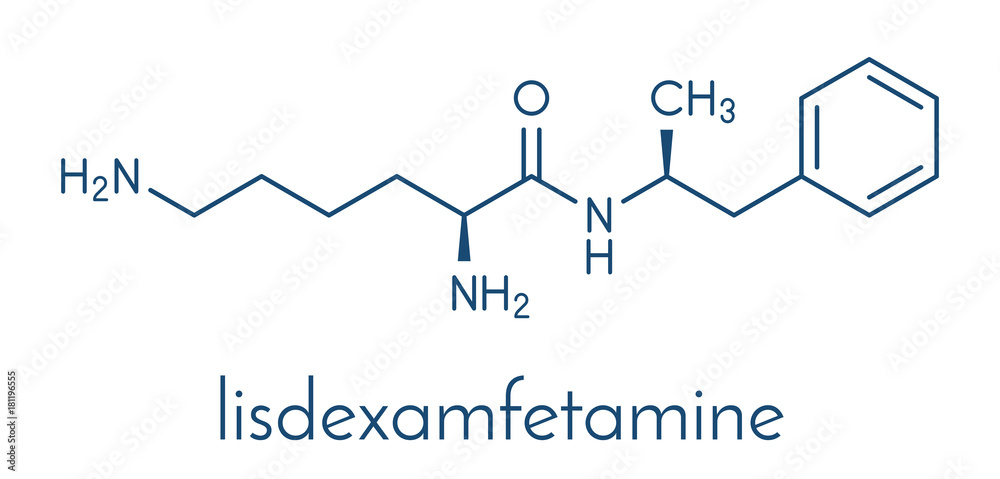 Lisdexamfetamine mesylate ADHD treatment drug molecule. Skeletal formula. Stock Vector | Adobe Stock