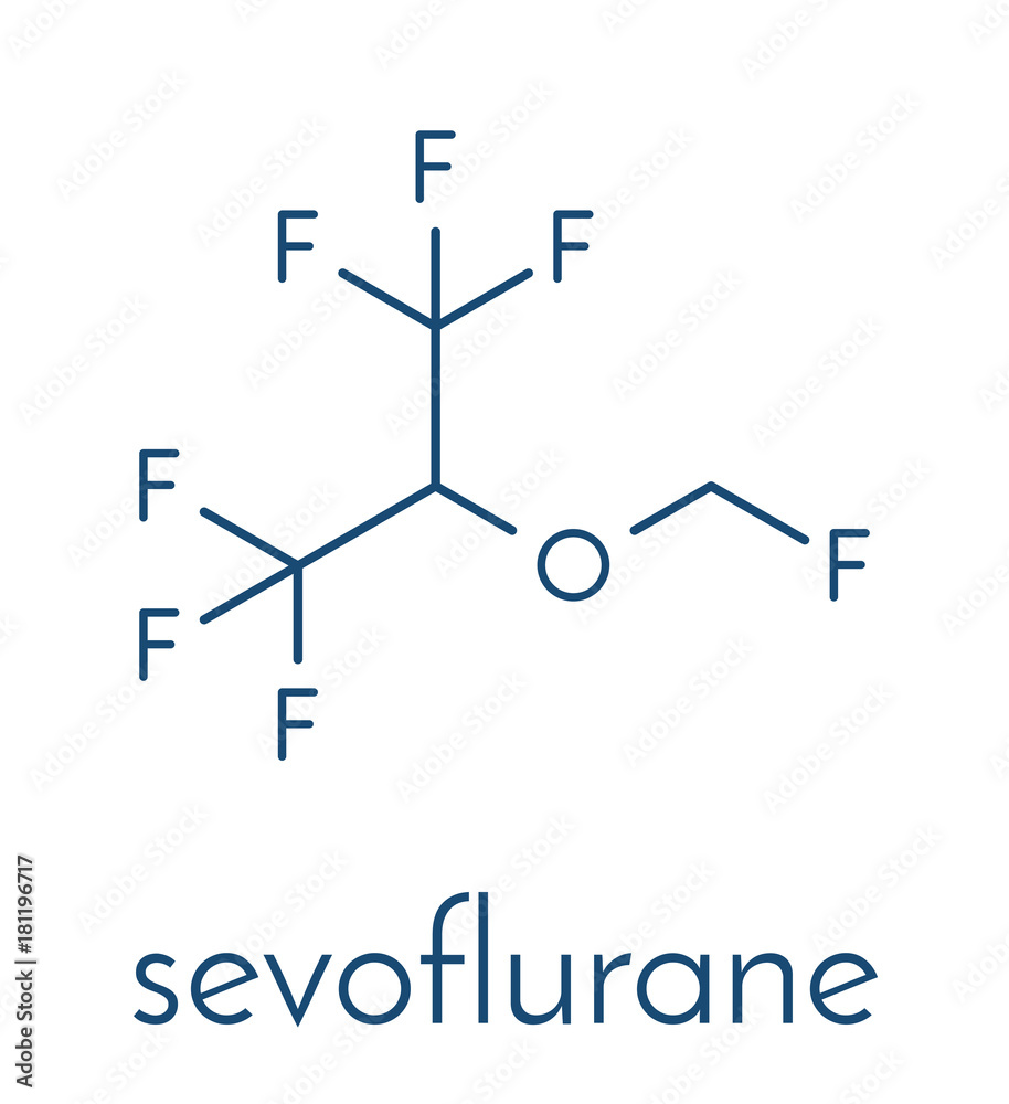 Sevoflurane inhalational anesthetic molecule. Skeletal formula. Stock ...