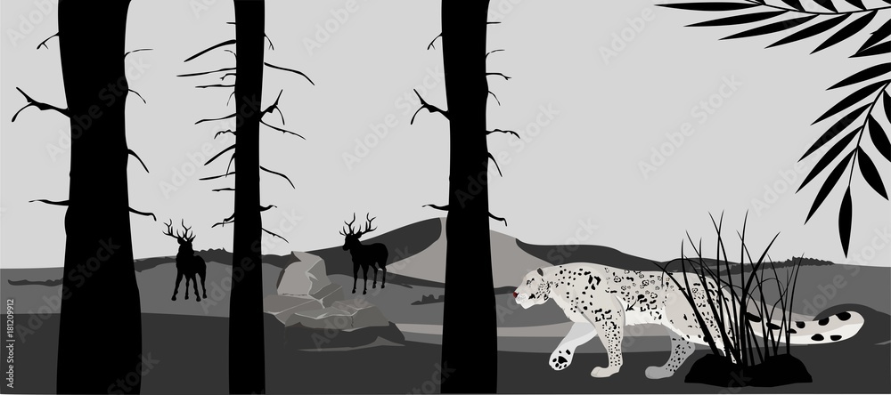 Snow Leopard Silhouette