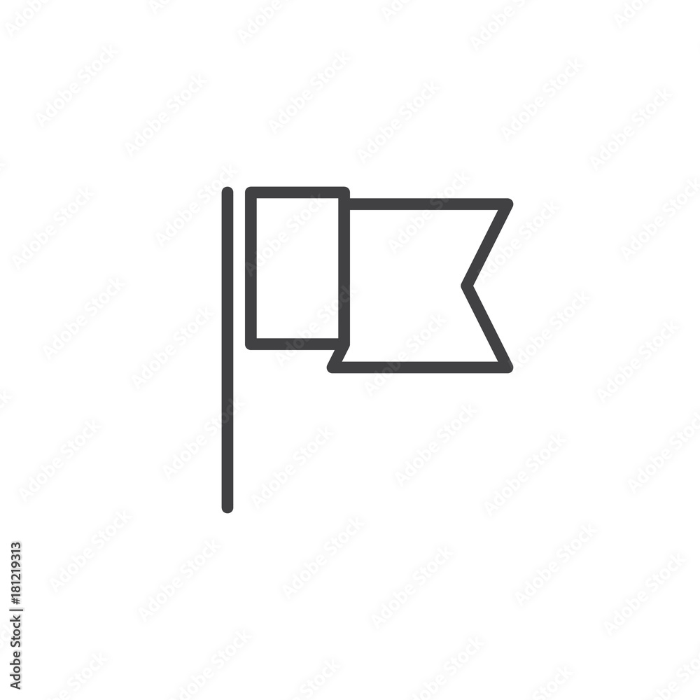 Flag line icon, outline vector sign, linear style pictogram isolated on ...