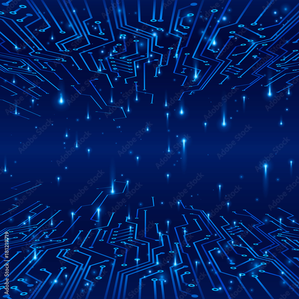 Cyberspace. Concept of a futuristic background. Tracks on circuit and ...