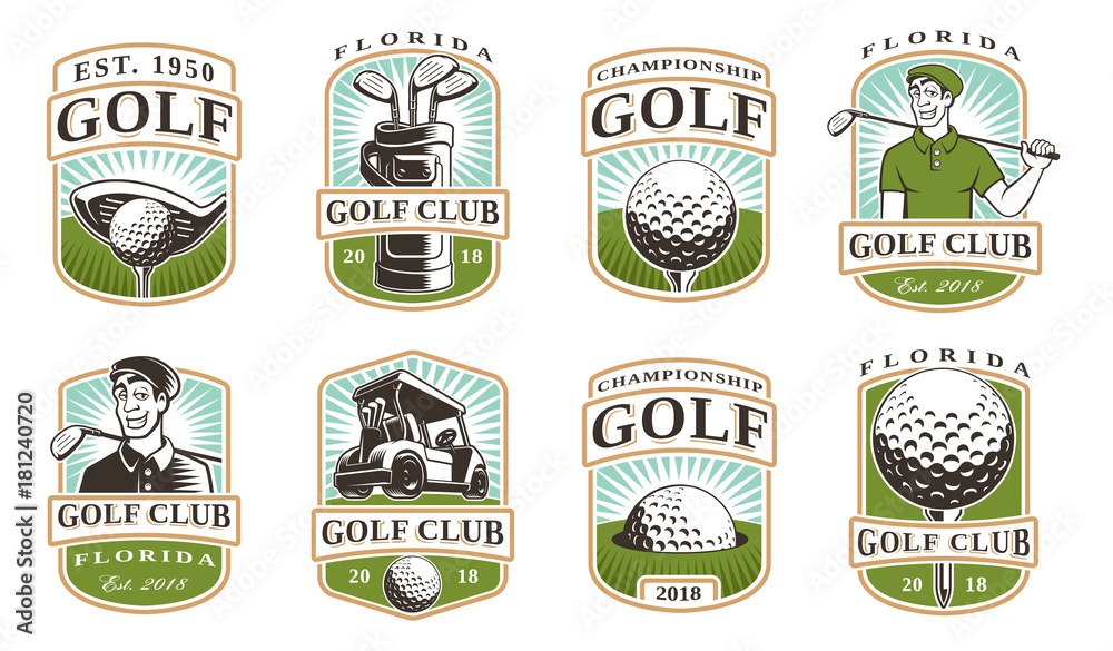 Golf vector set (12 logos) Stock Vector | Adobe Stock