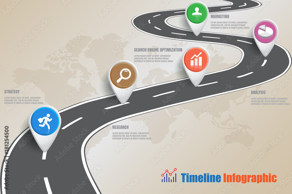 Business road map timeline infographic icons designed for abstract ...