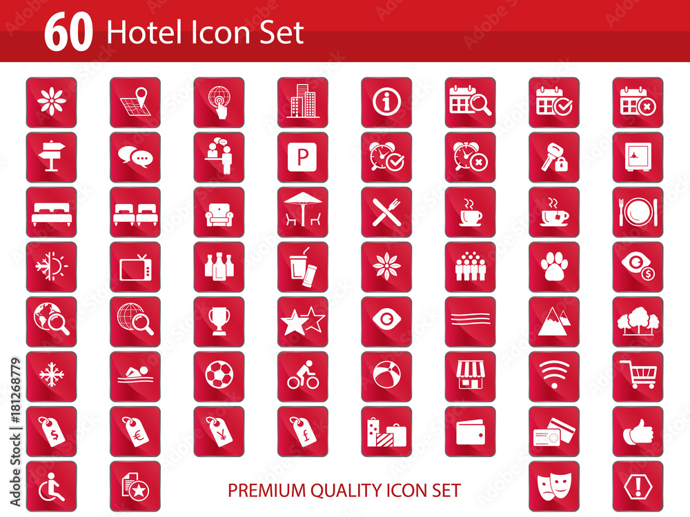 Hotel icon set - hotel amenities icons Stock Vector | Adobe Stock