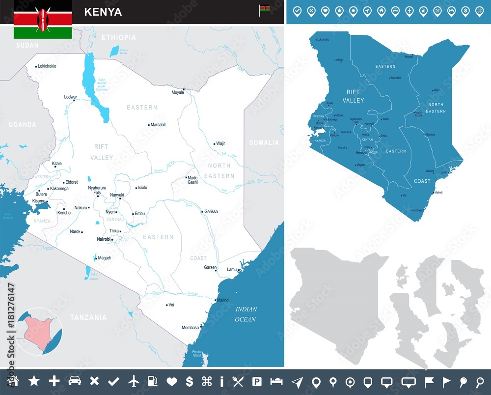 Kenya - infographic map - Detailed Vector Illustration Stock Vector ...