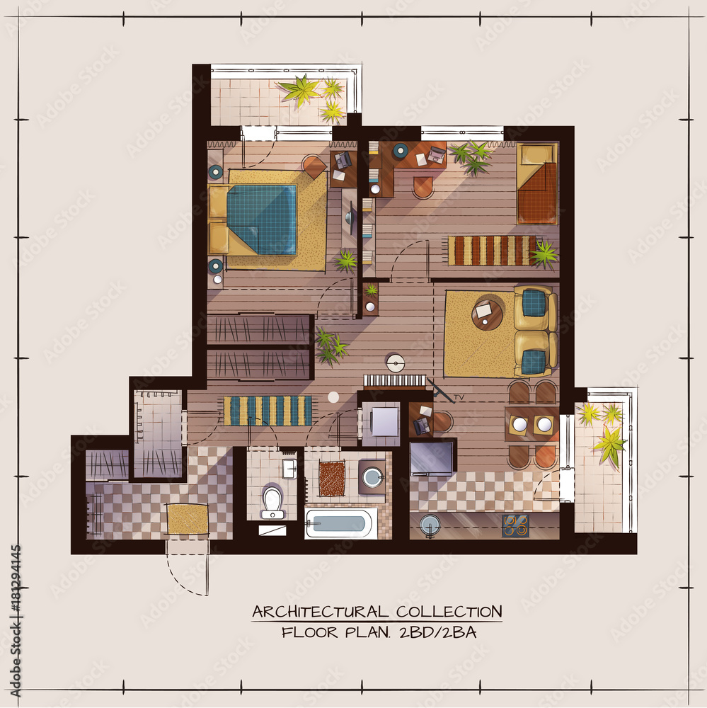 Apartment Floor Plan Stock Vector | Adobe Stock