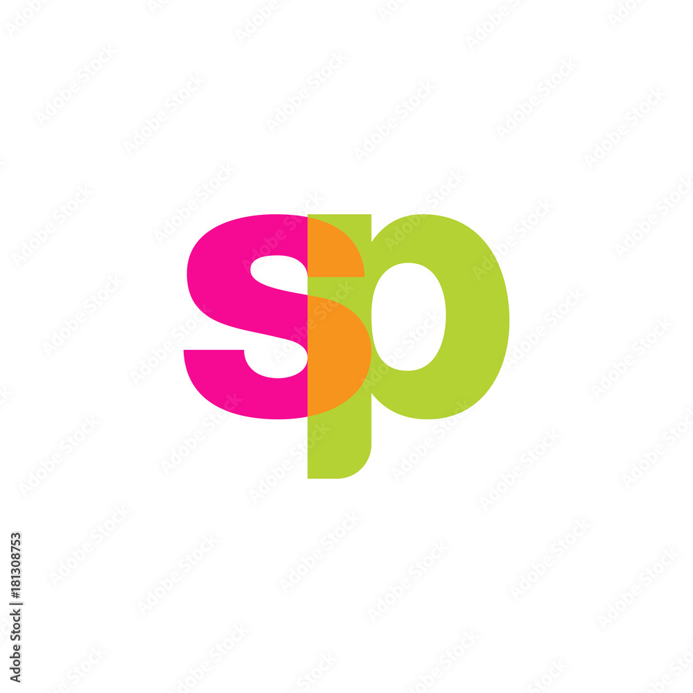 Initial letter sp, overlapping transparent lowercase logo, modern ...