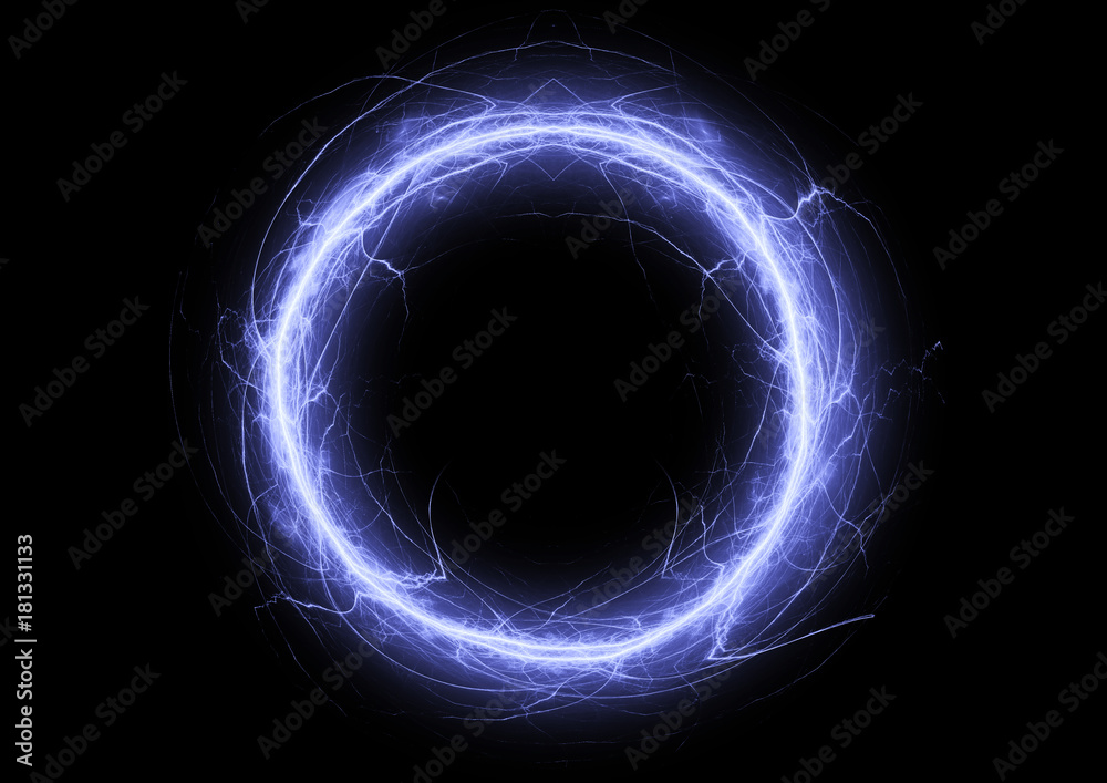 Blue circle lightning, electrical plasma background Stock Illustration ...
