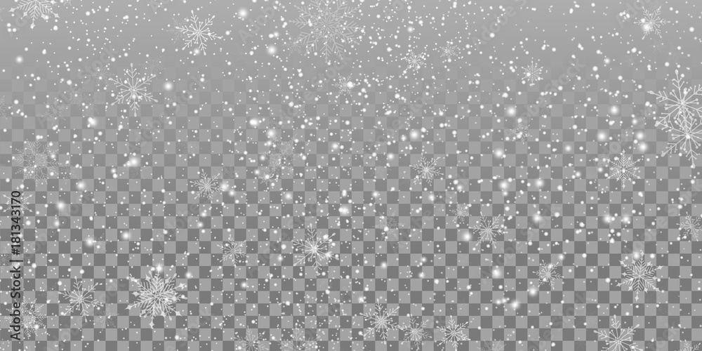 Falling Christmas Shining transparent beautiful, little snow isolated ...