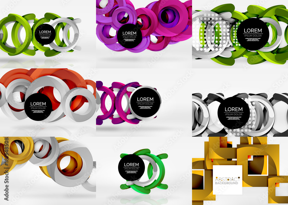 Vector set of 3d circle abstract backgrounds Stock Vector | Adobe Stock