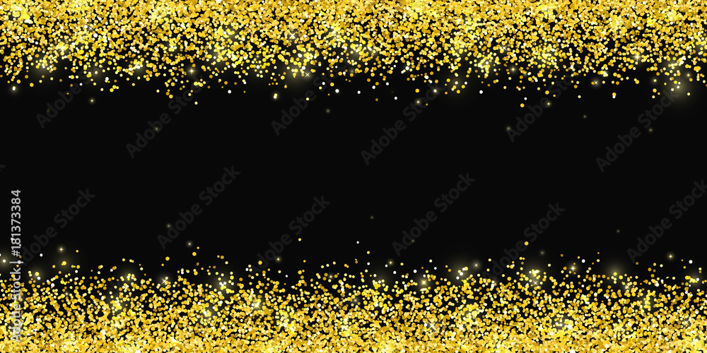 Gold glitter horizontal border on black backround. Vector Stock Vector ...