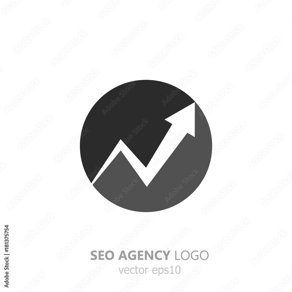 Logo of the seo agency. A growing schedule. Up arrow in a circle, for ...