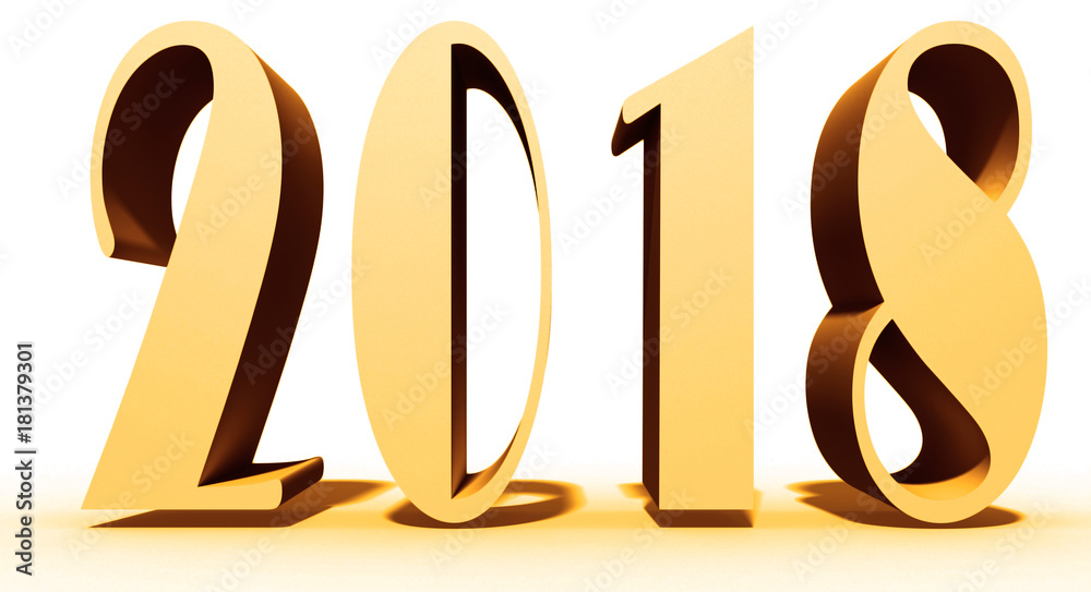 New Year theme on white ground and 2018 text | Uwalls.co.uk