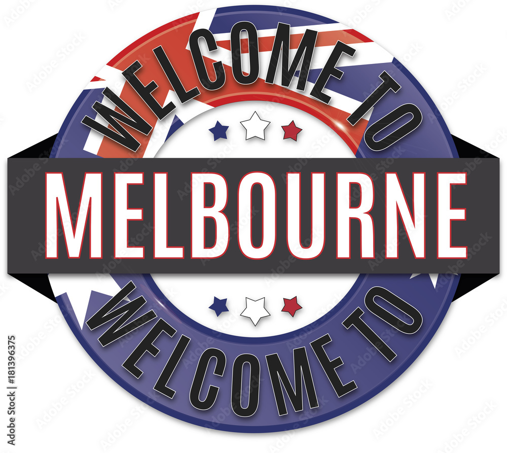 Vettoriale Stock welcome to melbourne australia flag icon | Adobe Stock