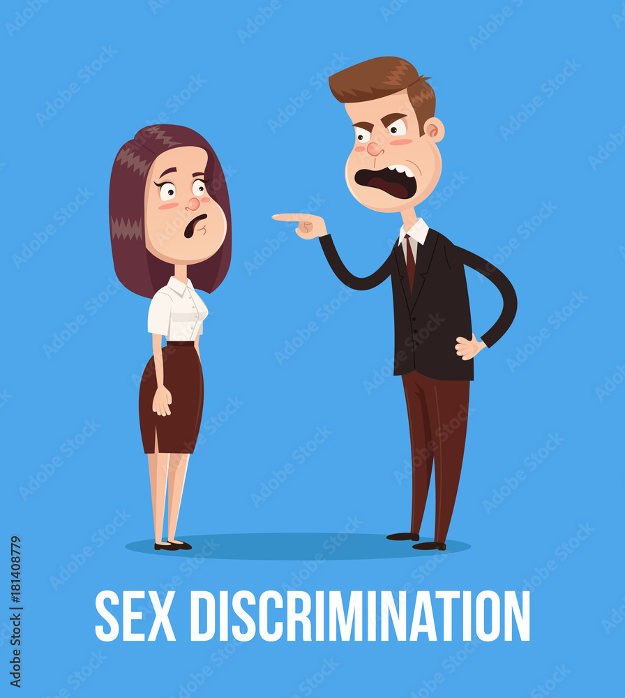 Gender discrimination concept. Angry boss man screaming at woman ...