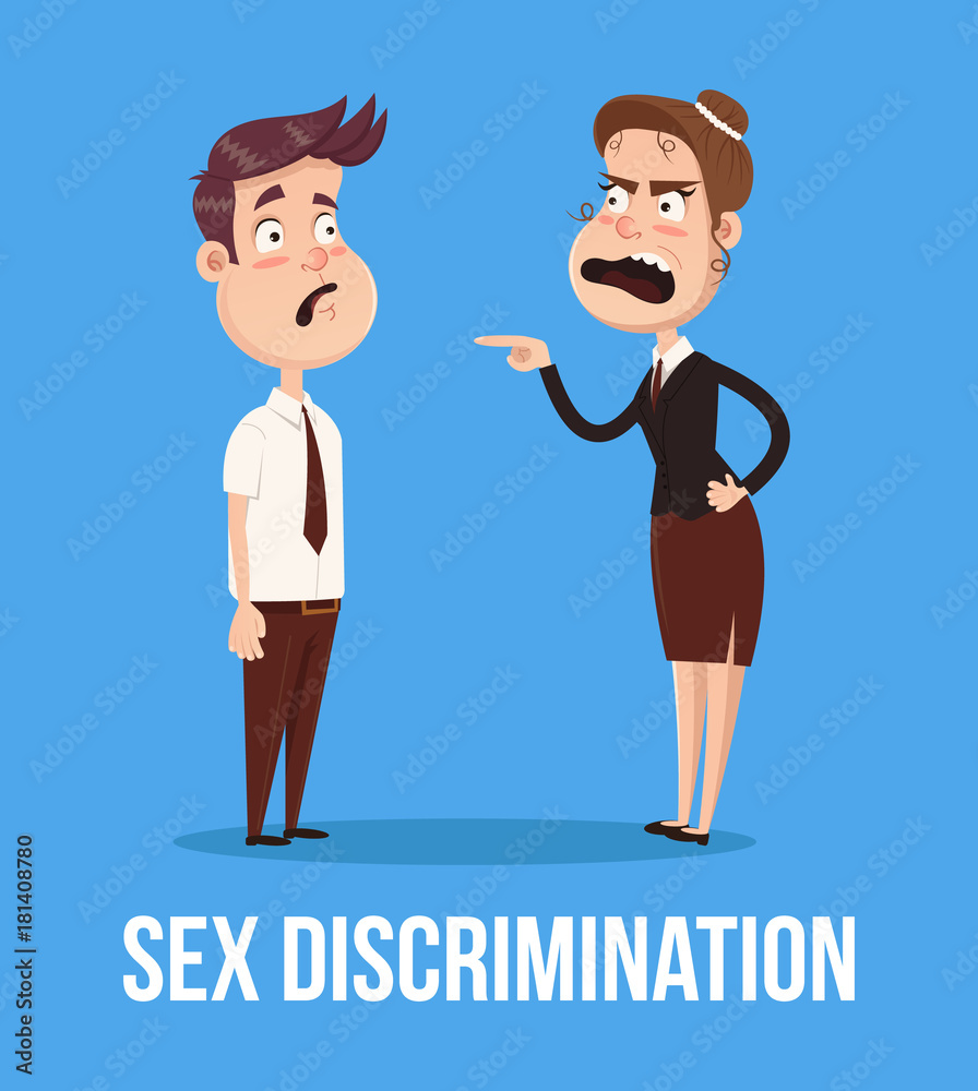 Gender discrimination concept. Angry boss woman screaming at man ...