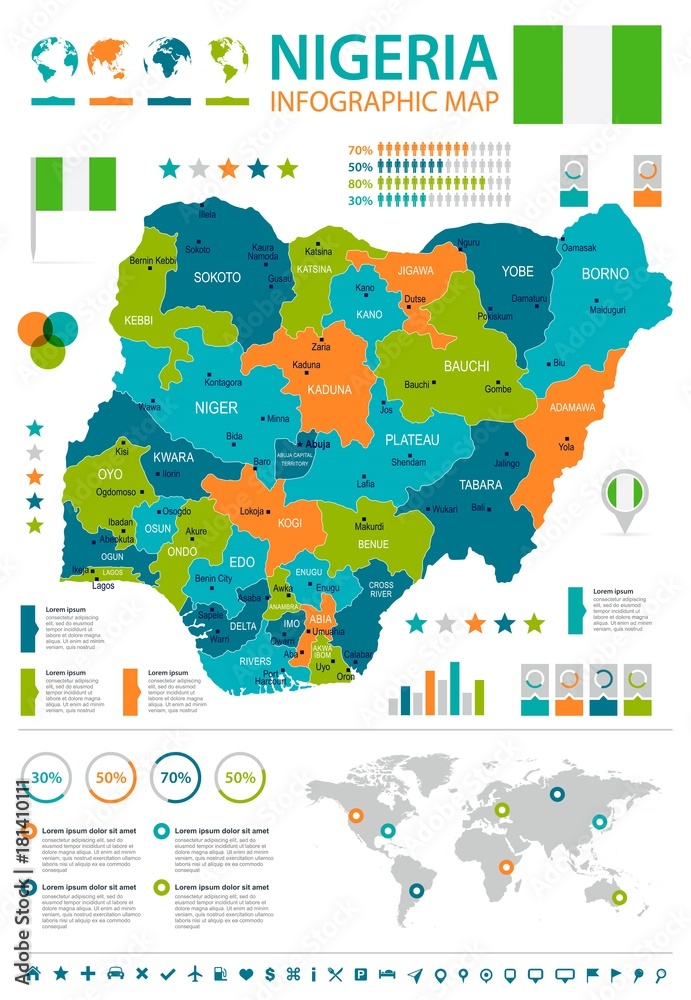 Chile - infographic map and flag - Detailed Vector Illustration Stock ...