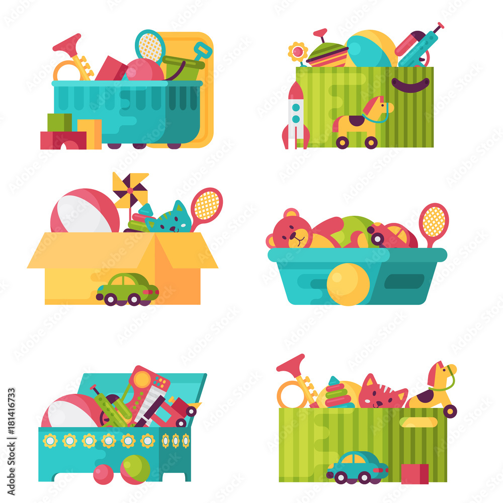 Full kid toys in boxes for kids play childhood babyroom container ...
