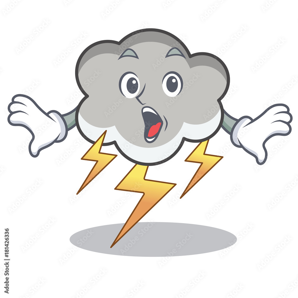 Surprised thunder cloud character cartoon Stock Vector | Adobe Stock