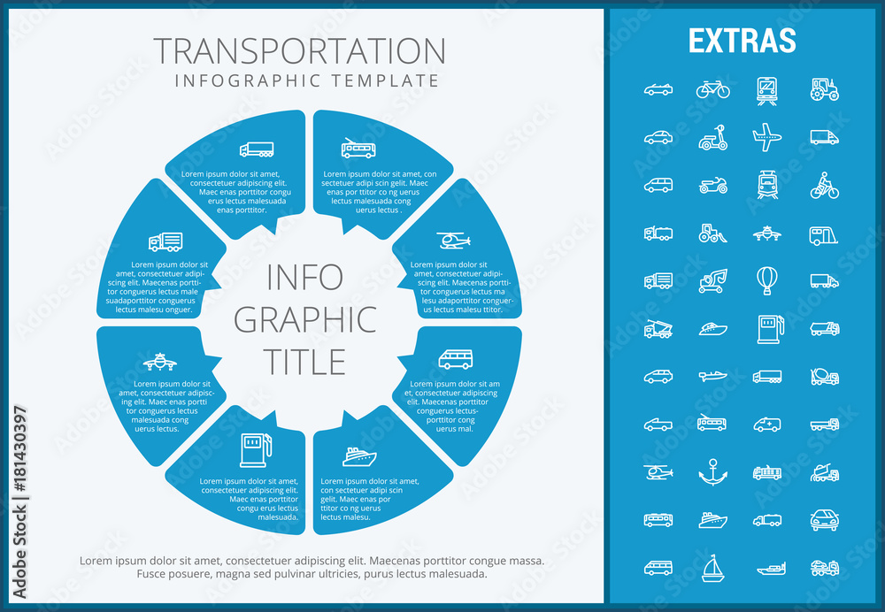 Transportation infographic template, elements and icons. Infograph ...