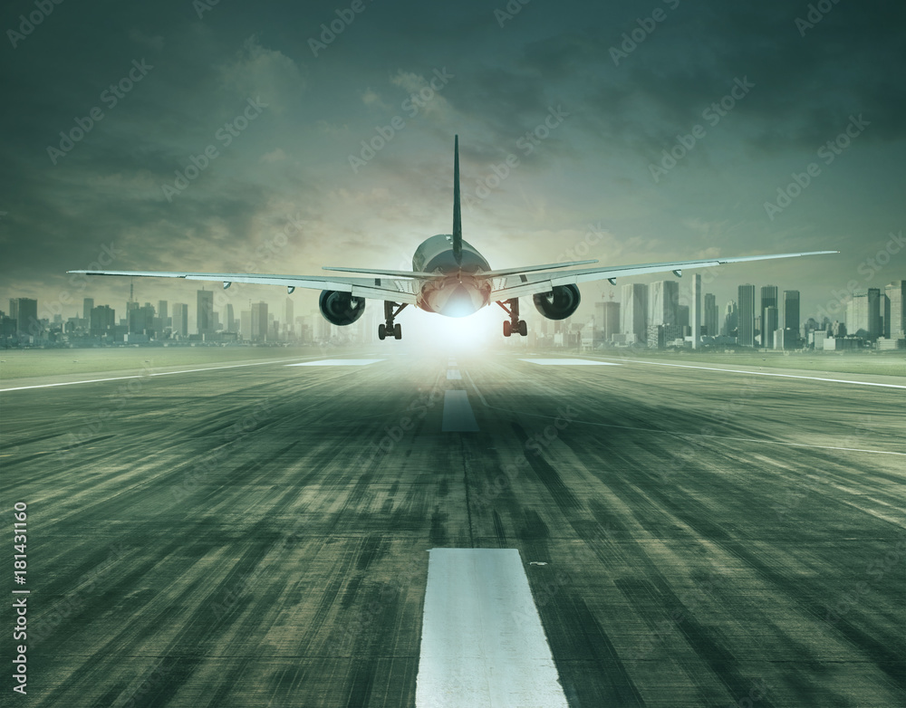 Plane Taking Off From Runway
