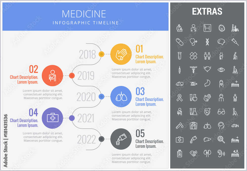 Medicine infographic timeline template, elements and icons. Infograph ...