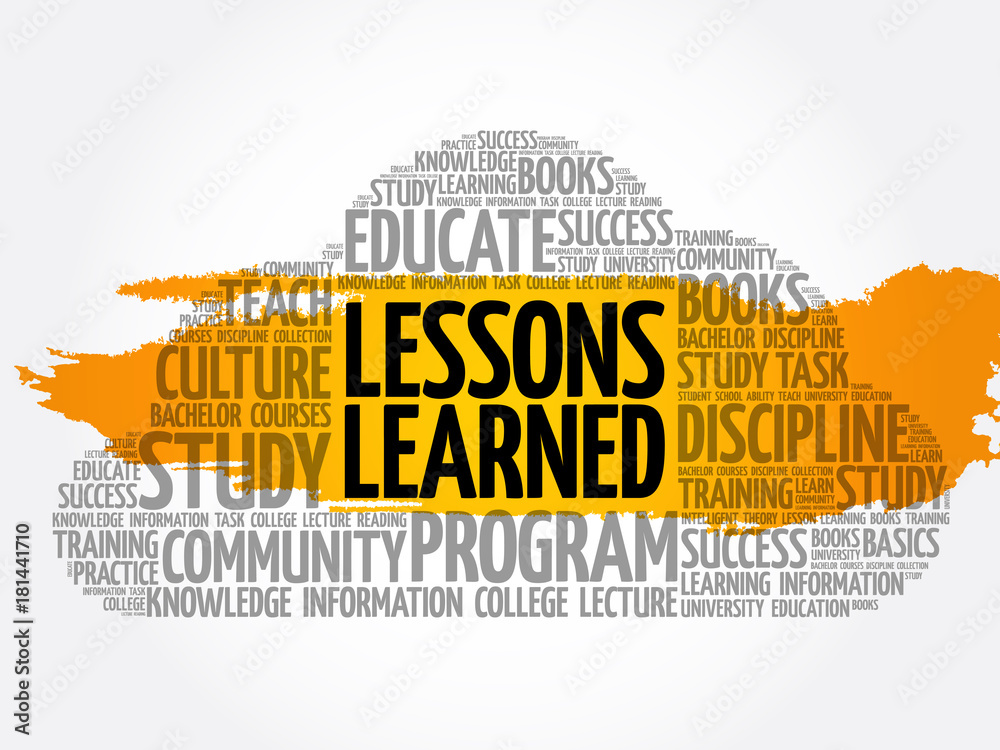 Lessons Learned word cloud collage, education concept background Stock ...