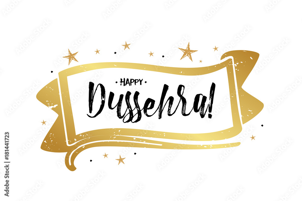 Happy Dussehra, beautiful greeting card poster calligraphy black text ...
