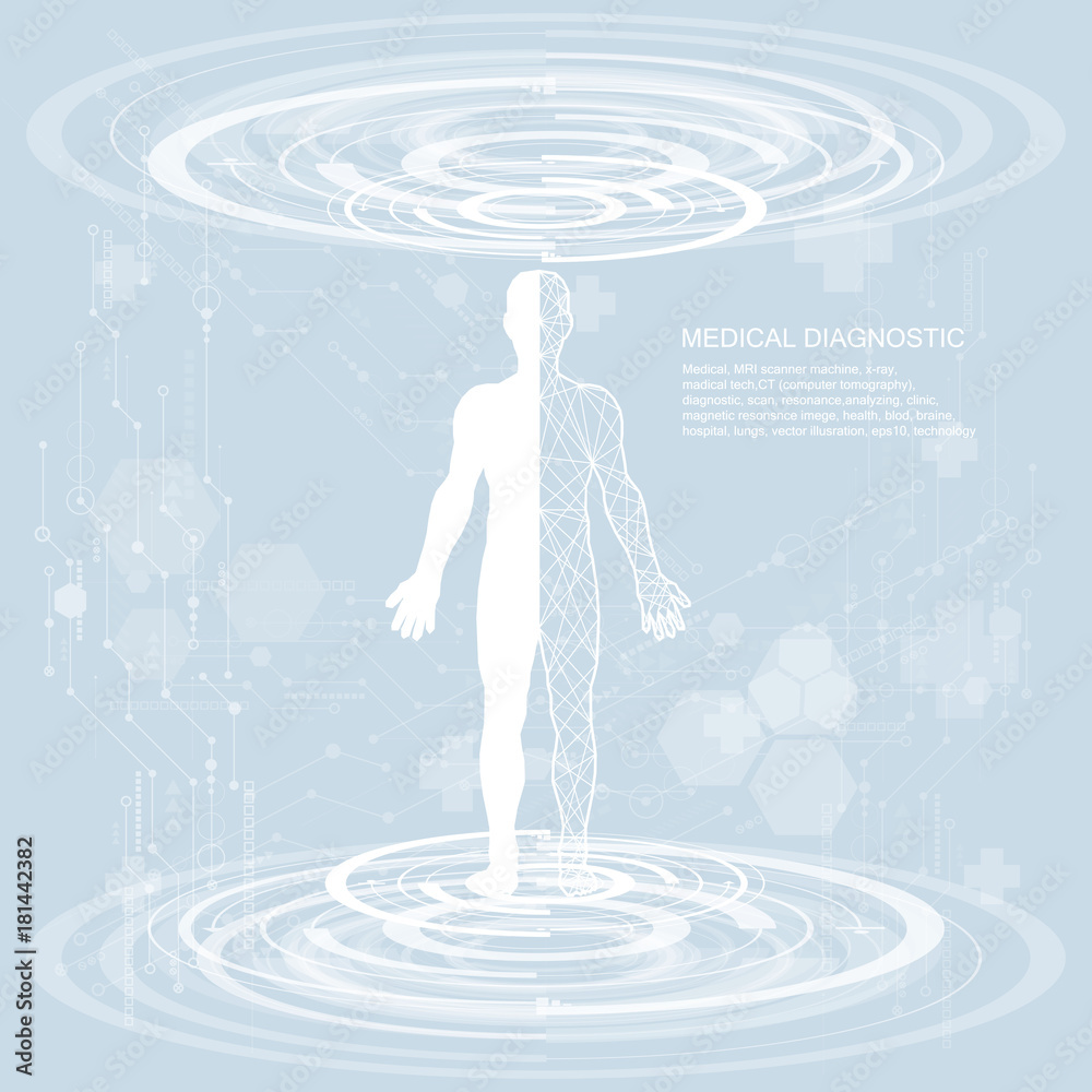 Human body health care, with medical icons, organs, charts, diagrams ...