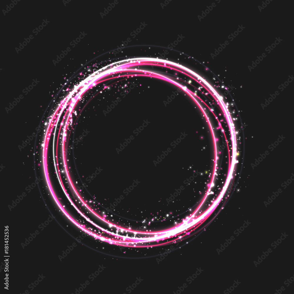 Pink gold Circle light effect with round glowing elements, particles ...