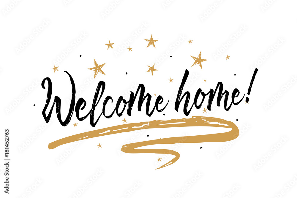 Welcome home card. Beautiful greeting banner poster calligraphy ...