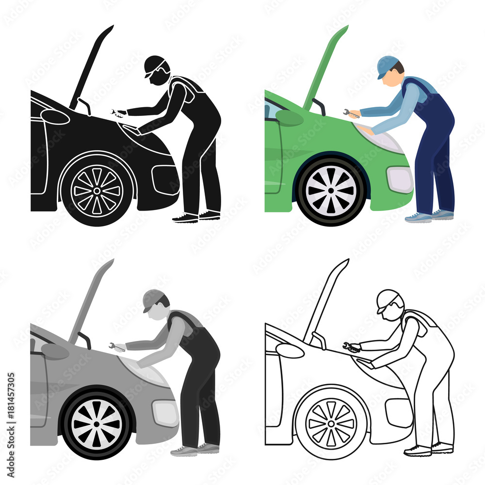 Auto mechanic and adjustment single icon in cartoon,outline,black style ...