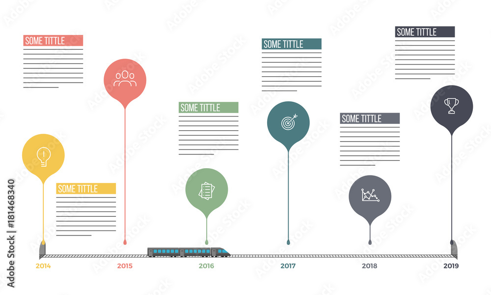Timeline Infographics layout with six (6) steps. Stock Vector | Adobe Stock