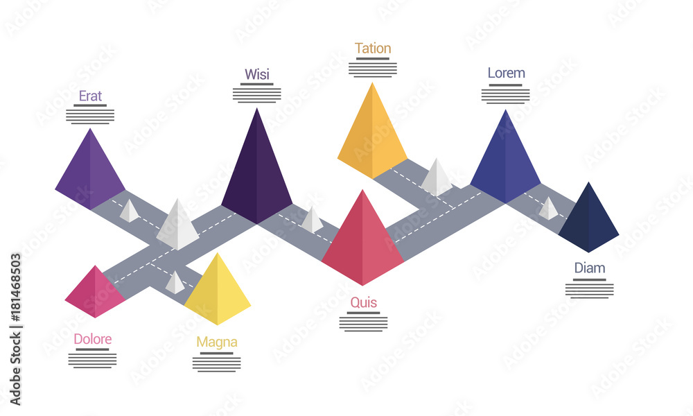 3D Timeline Infographics layout with EIght (8) steps. Stock Vector ...