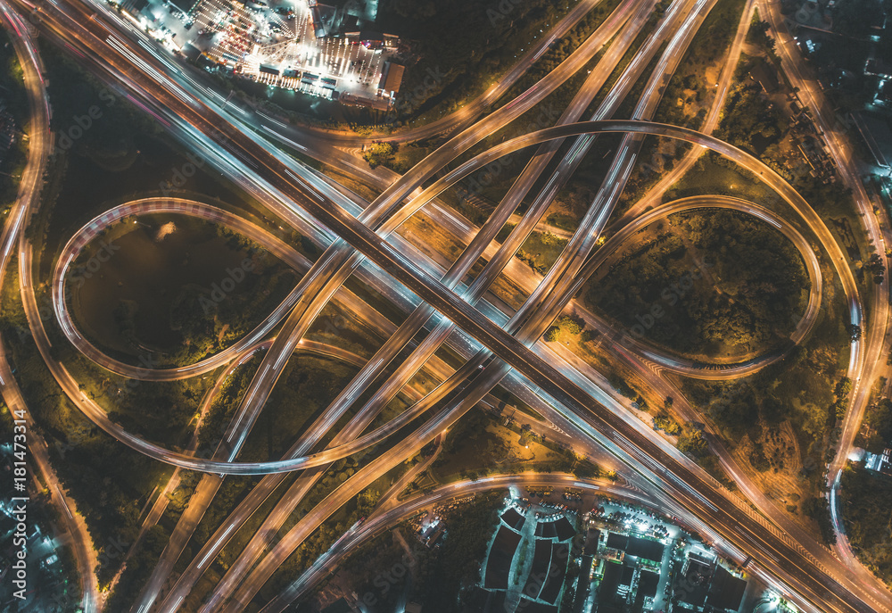 Rush hour traffic on a city roads. Modern metropolis with intersection ...