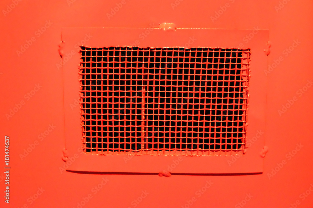 red metal bars in the steel wall Stock Photo | Adobe Stock