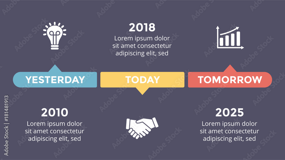 Vector metaball triangles timeline infographic, diagram chart, graph ...