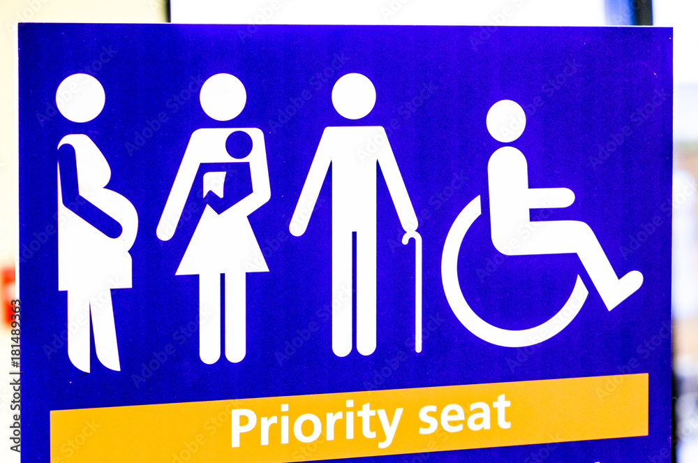 priority seat sign Stock Photo | Adobe Stock