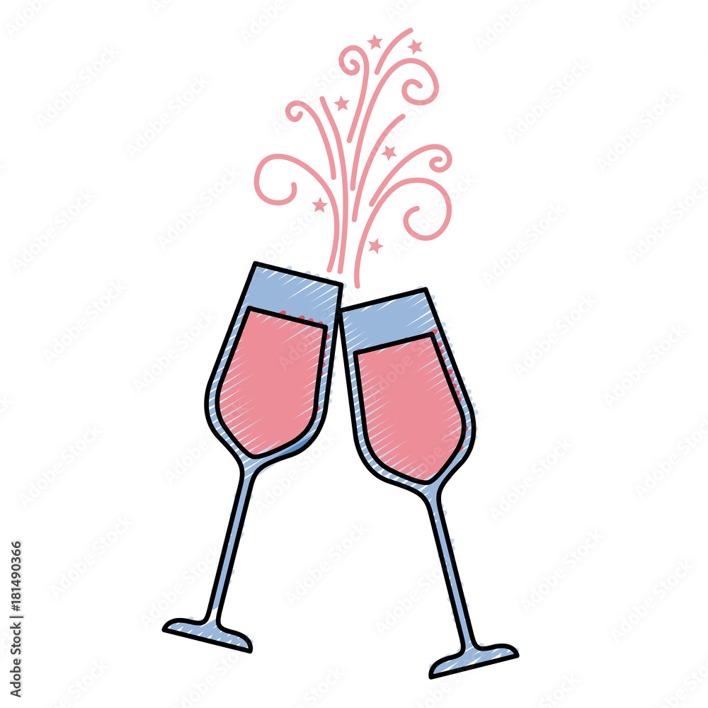 Pair Of Champagne Glass Cheers Drink Sparkles Stock Vector Adobe Stock