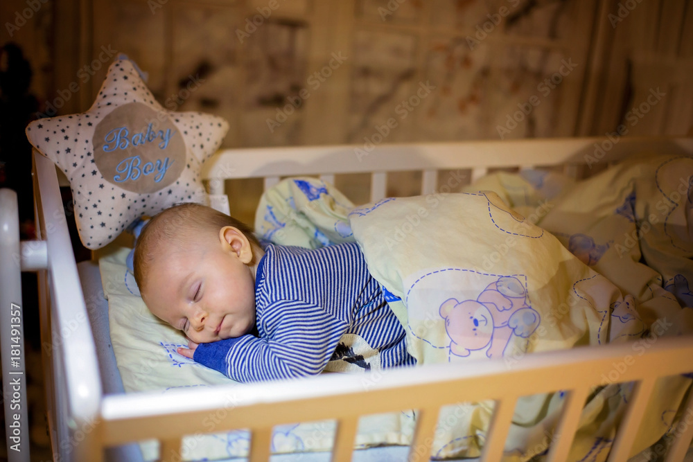 Baby Boy Sleeping In Crib