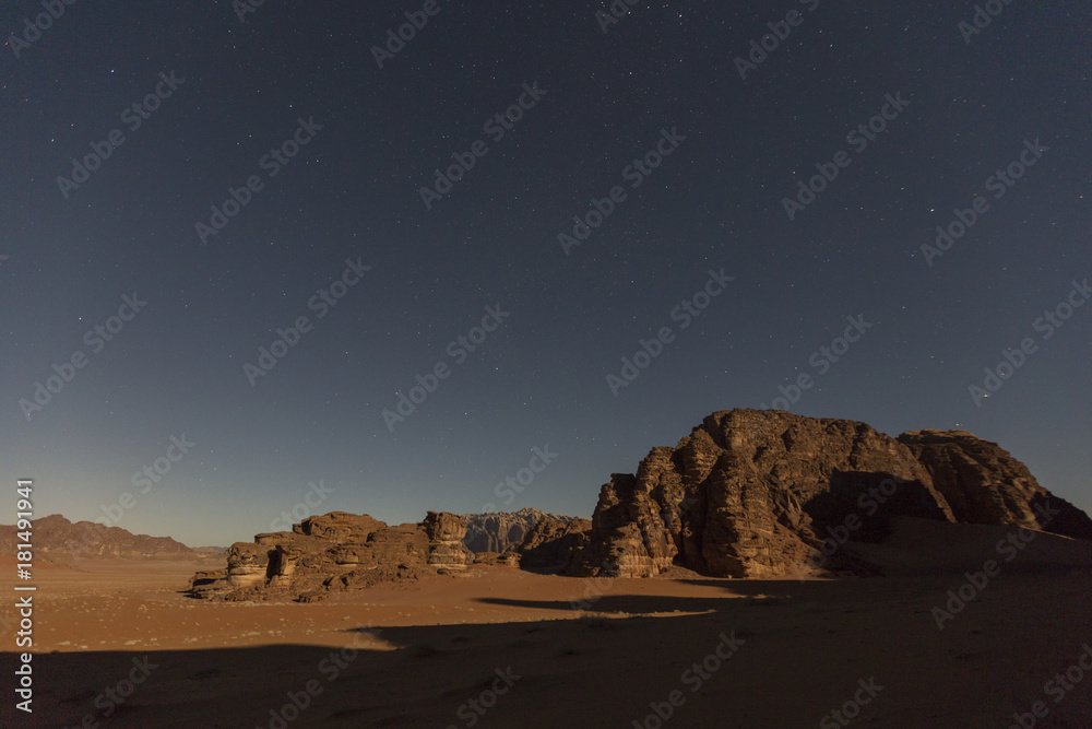Wadi Rum at night during full moon, Jordan Stock Photo | Adobe Stock