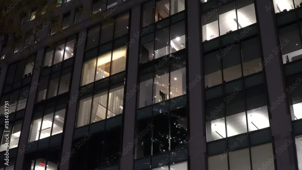 Video Stock NX night time exterior establishing shot urban city office ...