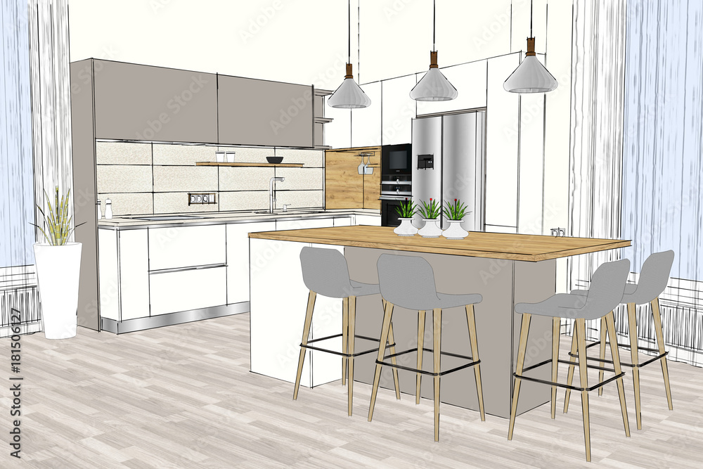 Modern Kitchen Perspective