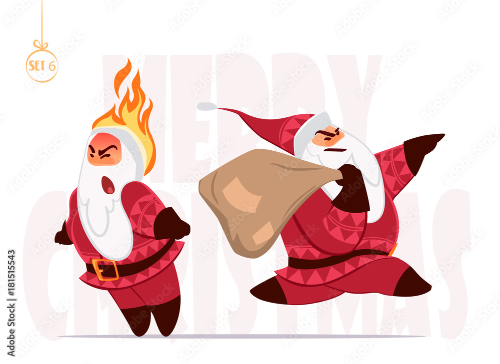 Santa claus expressions and different poses. Christmas characters Stock ...